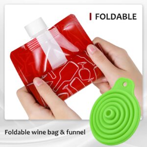 Foldable Wine Bag,Portable Wine Bottle Wine Flask, 4 Pack Collapsible Liquid Leak Proof Flask Holder,Reusable Wine pouch for Gift Travel Camping BBQ Party Beach Hiking Home Kitchen(750ml)