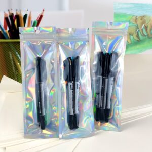 Resealable Foil Pouch Bag [100 PCS ] Great for Party Favor Food Storage (Holographic Color, 2.7 x 8.6 Inch)