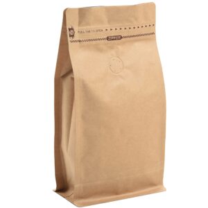 50 count 32 ounces/1kg kraft paper coffee bags - high barrier kraft & foil liner - flat bottom coffee pouches with degassing valve, food storage bags with rsealable zipper & easy open tape (50pcs, 32oz/1kg)