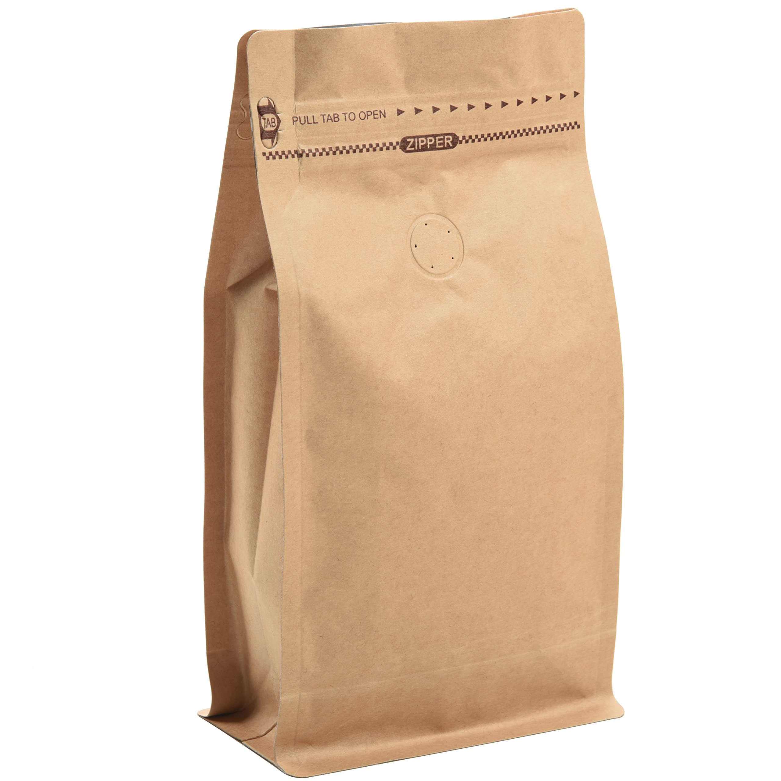 50 Count 32 Ounces/1Kg Kraft Paper Coffee Bags - High Barrier Kraft & Foil Liner - Flat Bottom Coffee Pouches with Degassing Valve, Food Storage Bags with Rsealable Zipper & Easy Open Tape (50pcs, 32oz/1kg)