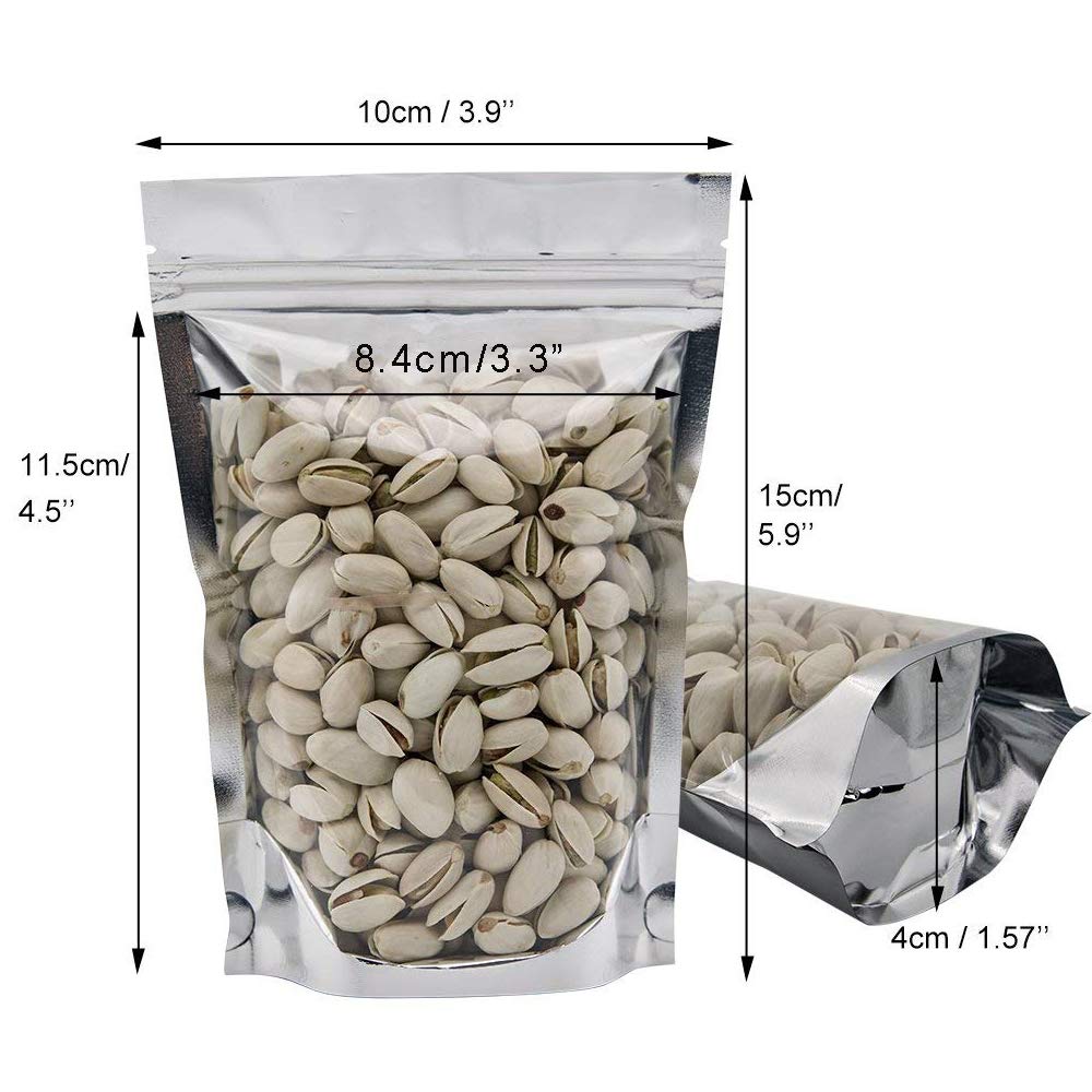 GooGou Resealable Zip Mylar Bag Food Storage Aluminum Foil Bags Smell Proof Pouches 3.9x5.9" 100pcs