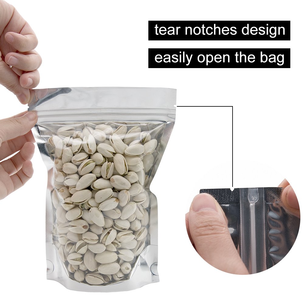 GooGou Resealable Zip Mylar Bag Food Storage Aluminum Foil Bags Smell Proof Pouches 3.9x5.9" 100pcs