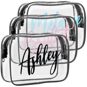 zexpa apparel personalized clear toiletry bags customized waterproof easy security access cosmetic case with zipper clouser font & color options