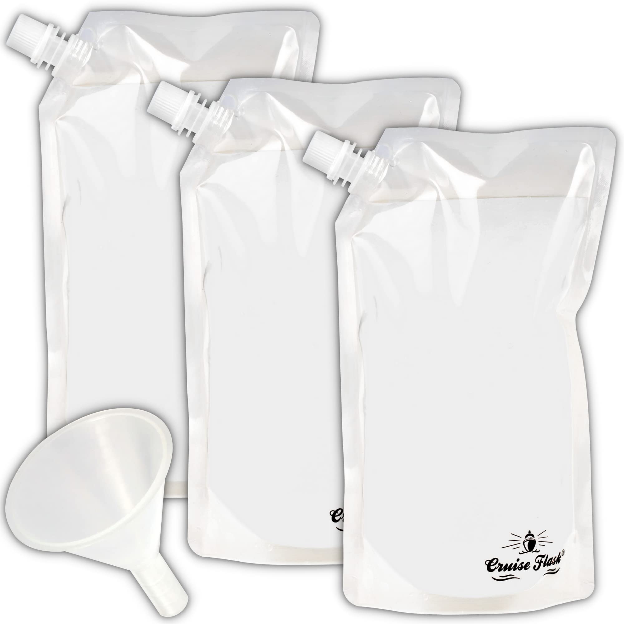 Concealable And Reusable Cruise Flask Kit - Sneak Drinks Anywhere -3 x 16 oz + 1 funnel