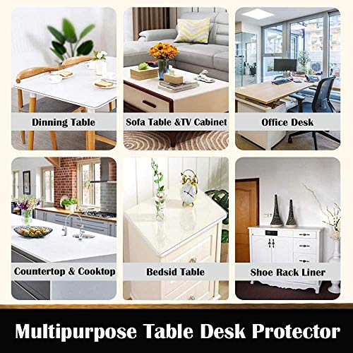 Round Diameter 48 inch Clear Table Protector Plastic Tablelcloth Cover Desk Topper Pad Mat for Circular Furniture Kitchen Coffee Night Stand Sofa Table Marble Countertop Liner Pad Glass PVC Vinyl