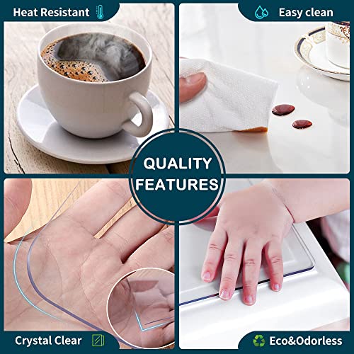 30X30 Inch Square Eco Clear Plastic Table Protector Thick Wipeable PVC Tablecloth Cover Mat Pad Transparent Vinyl Tablecloth Screen Protector Waterproof Hard for Kitchen Table Liner Marble Countertop