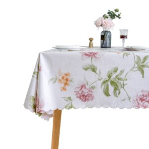 liberecoo heavy duty vinyl tablecloth table cover waterproof oil-proof pvc table cloth stain-resistant wipeable plastic covers 52" x 70"(love of peonies, rectangular 52 x 70 inch)