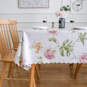 LIBERECOO Heavy Duty Vinyl Tablecloth Table Cover Waterproof Oil-Proof PVC Table Cloth Stain-Resistant Wipeable Plastic Covers 52" x 70"(Love of Peonies, Rectangular 52 x 70 inch)