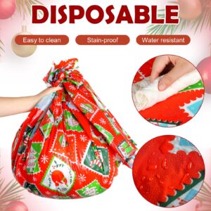 4 Pcs Christmas Tablecloth Disposable Plastic Rectangle Xmas Picnic Table Cover Christmas Pattern Printed Dining Table Cloth for Xmas Kitchen Decorations Holiday Party (Bright Style, 51.2 x 86.6 Inch)