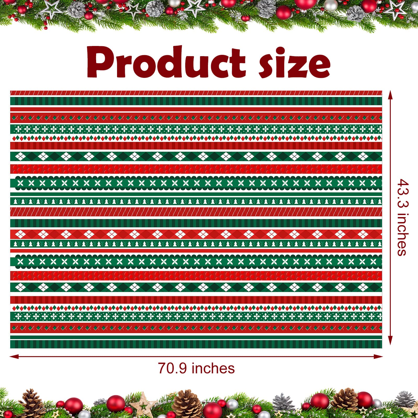 4 Pcs Christmas Tablecloth Disposable Plastic Rectangle Xmas Picnic Table Cover Christmas Pattern Printed Dining Table Cloth for Xmas Kitchen Decorations Holiday Party (Bright Style, 51.2 x 86.6 Inch)