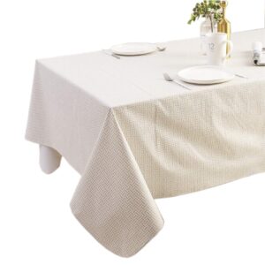 Vinyl Tablecloth with Flannel Backed Waterproof Oil-Proof PVC Table Cloth Wipeable Spill-Proof Plastic Table Cover for Indoor and Outdoor(Weave, 60 x 60 Inch Square)