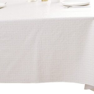 Vinyl Tablecloth with Flannel Backed Waterproof Oil-Proof PVC Table Cloth Wipeable Spill-Proof Plastic Table Cover for Indoor and Outdoor(Weave, 60 x 60 Inch Square)