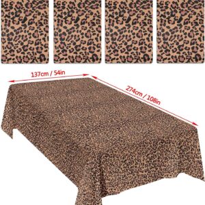 GoodSing 4 PCS Disposable Plastic Tablecloth, Table Cover for Kitchen Dinning Rectangle Tablecloths for Thanksgiving Christmas Wedding Parties Birthdays Home Decoration Leopard Print…