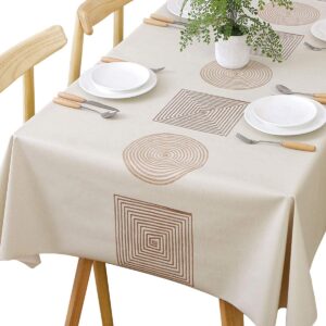 trudelve heavy duty vinyl table cloth plastic table cloth for kitchen dining table wipeable pvc waterproof tablecloth for rectangle table(54"x72",geometry)