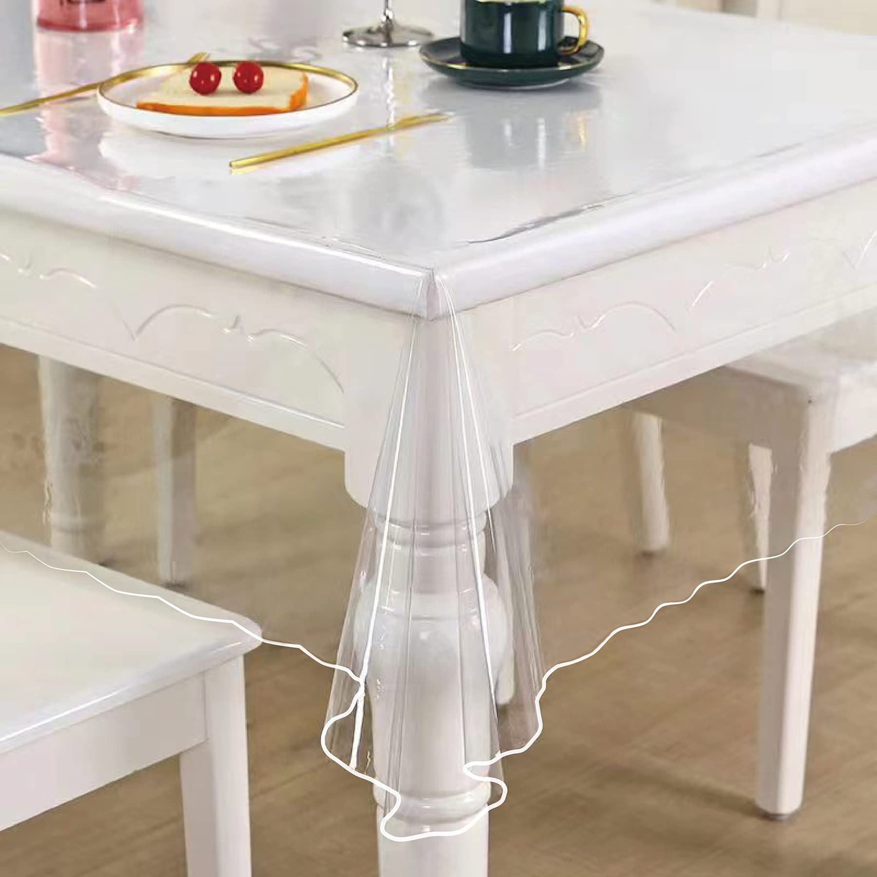 MeritMode Clear Vinyl Tablecloth, 100% PVC Rectangle Waterproof Table Cloth, Wipe Clean Plastic Table Cover for Kitchen Dinning Picnic, 54 * 72 Inches