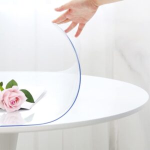 42 inch round clear plastic table protector for dining room table pvc tablecloth protective cover pad wood furniture vinyl desk blotter mats table runner pad for kitchen countertop coffee table