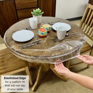 Evelots Round Fitted Tablecloth-Clear Vinyl/Elastic-Pub/Small Kitchen-Fits 36 to 42 Inch Round Tables