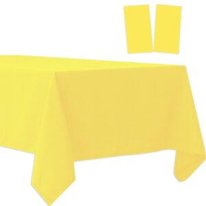 2 pack plastic tablecloths plastic table covers christmas disposable table cloths bbq picnic birthday wedding halloween parties waterproof table cloth thanksgiving thin yellow tablecover 54 x 108 in