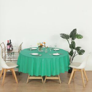 Evershine 12-Pack Heavy Duty Emerald Green Round 84" Plastic Table Covers Tablecloth (Reusable) (Round 84", Emerald Green)