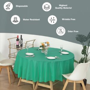 Evershine 12-Pack Heavy Duty Emerald Green Round 84" Plastic Table Covers Tablecloth (Reusable) (Round 84", Emerald Green)