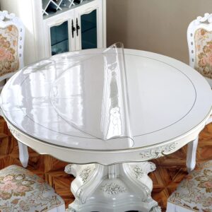 ostepdecor clear round table protector 40 inches 1.5mm thick round clear table cover protector, round plastic table protector for dining room table, waterproof pvc circle table pad