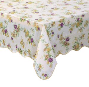 water resistant vintage floral tablecloth square calico vinyl with flannel backing reusable plastic table cover for home kitchen fiesta 60x60 inch