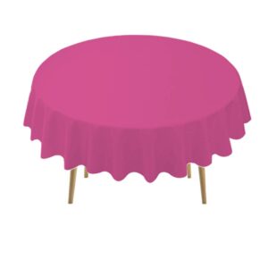 party ulyja hot pink plastic tablecloths 2 pack fuchsia disposable table covers 84 inch circle magenta birdal shower peva cerise table cloths for picnic birthday wedding's 6 ft round table use