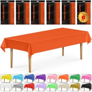 decorrack 6 pack rectangular tablecloths bpa-free plastic, 54 x 108 inch, dining table cover cloth, orange (6 pack)