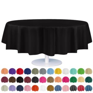 grandipity black 84" decorative round 12 pack premium disposable plastic tablecloth 84 inch decorative round table cover