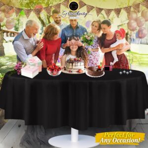 Grandipity Black 84" Decorative Round 12 Pack Premium Disposable Plastic Tablecloth 84 Inch Decorative Round Table Cover