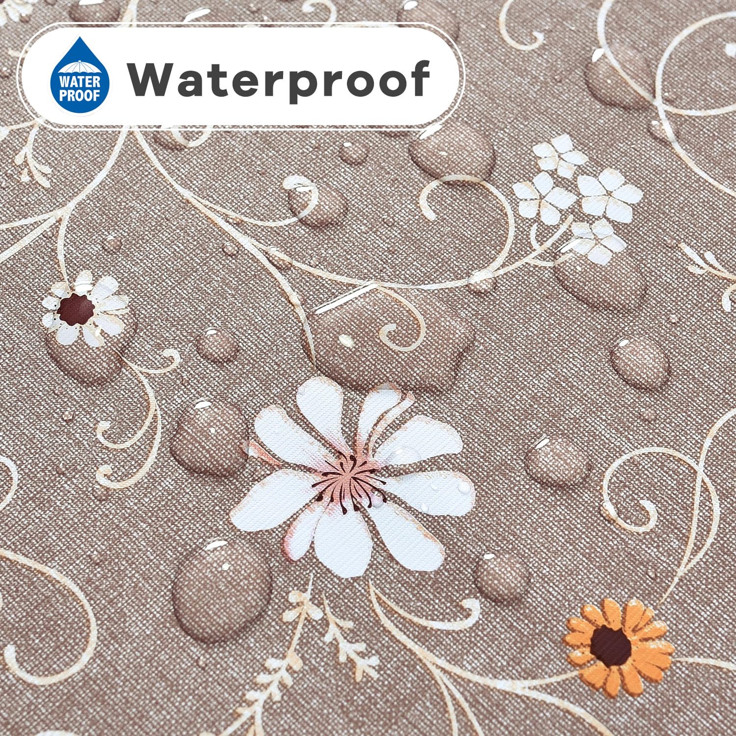 LOHASCASA Vinyl Tablecloth for Rectangle Table Cloth Cover Farmhouse Summer Vinyl Oilcloth Plastic Waterproof Spillproof Wipeable PVC Tablecloths for Kitchen Table 54 x 70 Tan Flowers