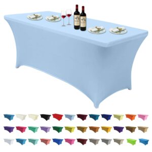 abccanopy 30+ colors spandex table cover 6 ft. fitted polyester tablecloth stretch spandex tablecover-table toppers(sky blue)