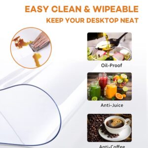 58 Inch Dia Round Crystal Clear Plastic Table Protector Cover Wipeable Circle Vinyl PVC Tablecloth Dining Table Pad Wood Glass Marble Furniture Desktop Protector Tabletop Countertop Protective Cover