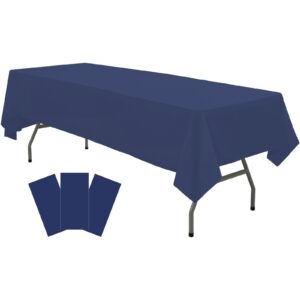 plastic navy blue tablecloths 3 pack disposable table covers 54" x 108" deep blue table cloths peva party tablecovers for parties picnic birthday wedding banquet, fits 6 to 8 foot rectangle tables