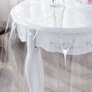 durabledelights clear plastic tablecloth protector round table transparent cover vinyl table cloth for kitchen and home table 60" round