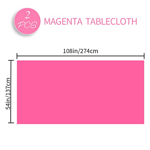 Table Cloth Rectangle Table 2 Pack Hot Pink Table Cloth Plastic Table Cloth Disposable Table Cloths for Parties Hot Pink Tablecloth Disposable Tablecloths 54 x 108 Inch Decorative Plastic Table Covers