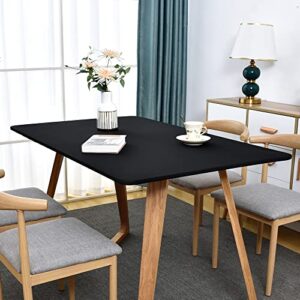 Fitted Rectangle Table Topper Cover Spandex Stretchable Cocktail Tablecloth Black Table Cover Cap with Elastic Edge 42 x 72 inch