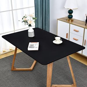 Fitted Rectangle Table Topper Cover Spandex Stretchable Cocktail Tablecloth Black Table Cover Cap with Elastic Edge 42 x 72 inch