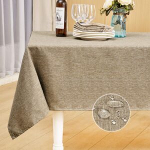 mebakuk rectangle table cloth linen farmhouse tablecloth waterproof anti-shrink soft and wrinkle resistant decorative fabric table cover for kitchen (mocha, 52" x 70" (4-6 seats))