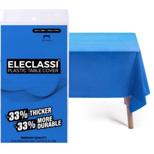 eleclassi royal blue 12 pack premium disposable plastic tablecloth 54 x 108 inch - waterproof disposable tablecloth for rectangle tables up to 8 feet in length - plastic table cloth disposable