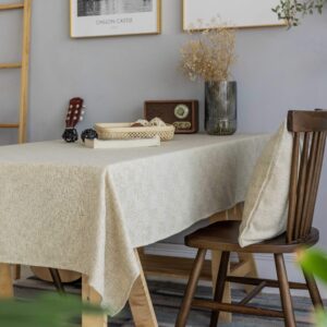 Home Brilliant Rectangle Tablecloth, Solid Checkered Table Cover for Party Kitchen, Indoor Outdoor Farmhouse Table Cloth for Dining Table, 52 x 72 inch, Natural