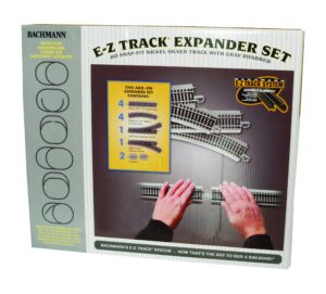 bachmann trains snapfit ez track layout expander set nickel silver rail with grey roadbed ho scale, medium