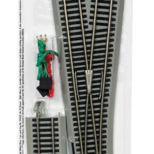 Bachmann Trains - Snap-Fit E-Z TRACK #5 TURNOUT - RIGHT (1/card) - NICKEL SILVER Rail With Gray Roadbed - HO Scale