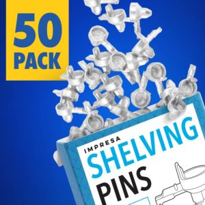 IMPRESA [50 Pack] 3mm Metal Shelf Pegs for IKEA Billy Shelf Pins (Part #131372) - Replacement Cabinet Shelf Pegs for Multiple Furniture Models - Heavy-Duty Shelf Support Pegs - Clips