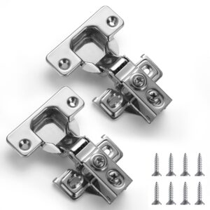 cabinet hinges 2 pack (1 pair), evanda stainless steel overlay soft close hinges for kitchen cabinets, 1/2 inch self closing door hinges with mounting screws, damper-3 way adjustability