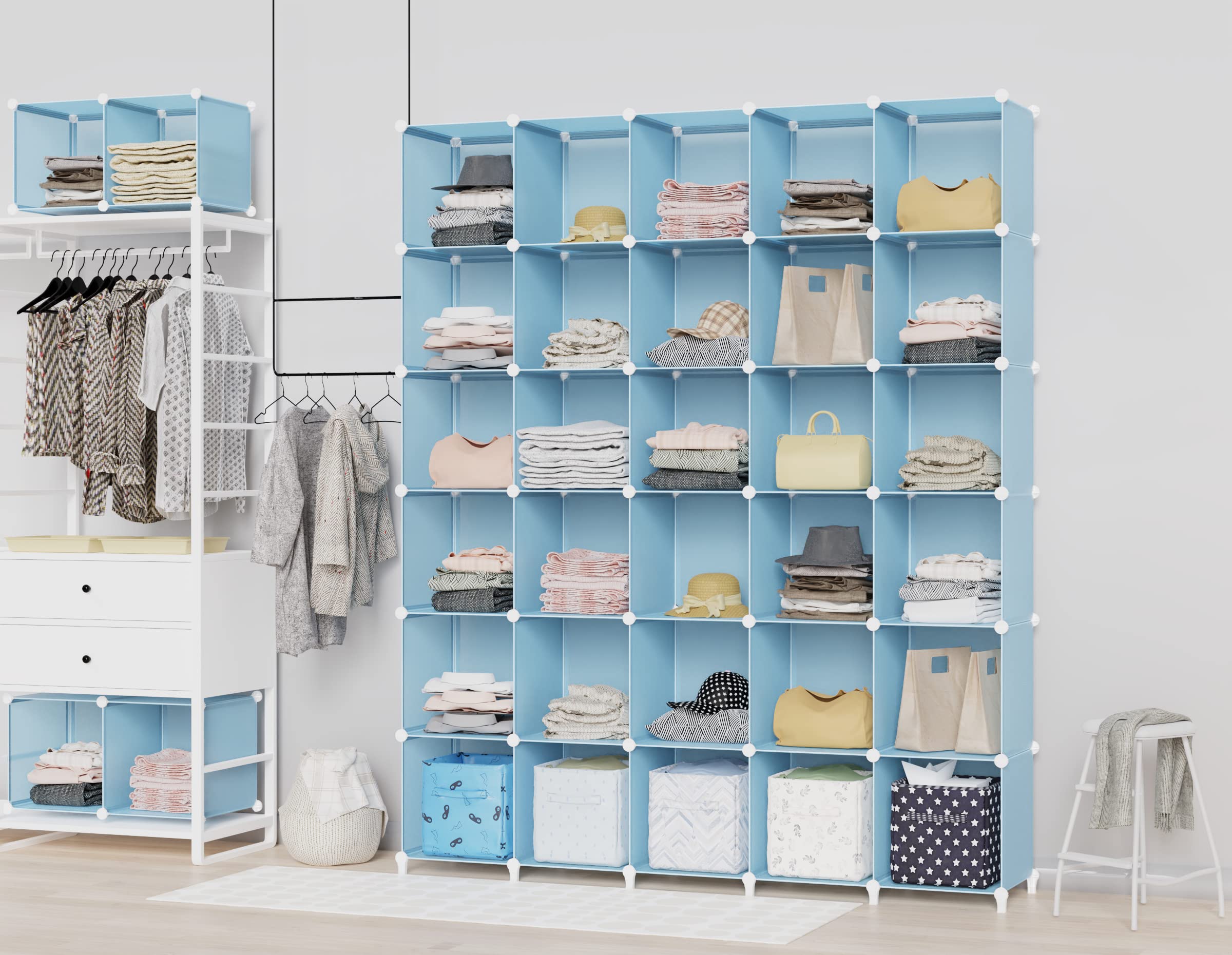 HOMIDEC Closet Organizer, 12-Cube Closet Organizers and Storage, Cube Storage Organizer for Kids, Closet, Bedroom, Bathroom, Office, Blue