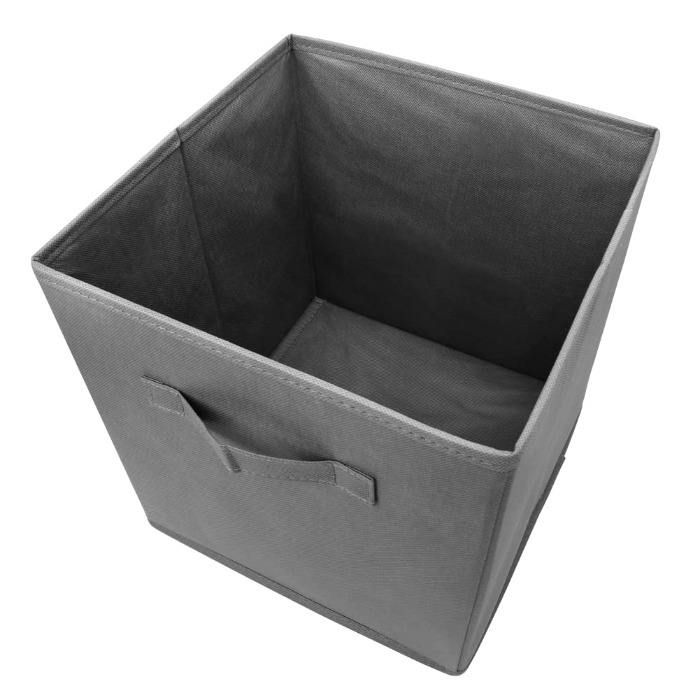 EZOWare Set of 4 Foldable Fabric Basket Bins, Collapsible Storage Organizer Cube 10.5 x 10.5 x 11 inch for Nursery, Playroom, Kids, Living Room - (Gray)