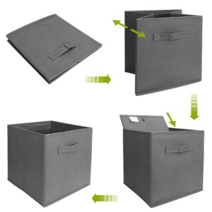 EZOWare Set of 4 Foldable Fabric Basket Bins, Collapsible Storage Organizer Cube 10.5 x 10.5 x 11 inch for Nursery, Playroom, Kids, Living Room - (Gray)