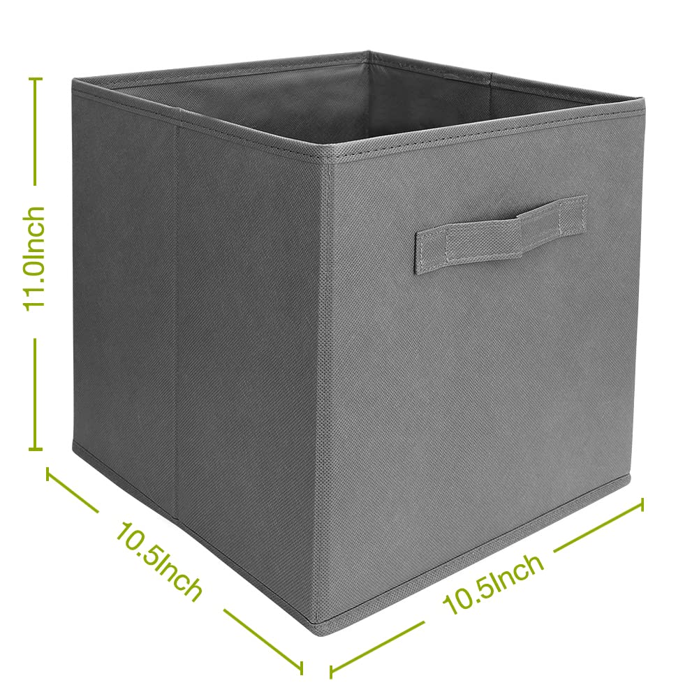 EZOWare Set of 4 Foldable Fabric Basket Bins, Collapsible Storage Organizer Cube 10.5 x 10.5 x 11 inch for Nursery, Playroom, Kids, Living Room - (Gray)