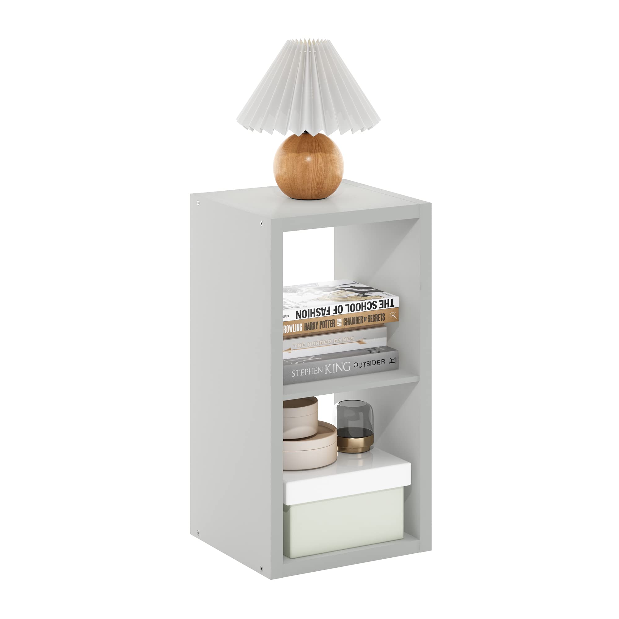 Furinno Cubicle Open Back Decorative Cube Storage Organizer, 2, Light Grey